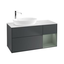 Villeroy & Boch Villeroy und Boch Finion Waschtischunterschrank G931GMHG 120cm, Abdeckplatte white matt, Emotion, Regale Olive matt lacquer, Midnight Blue Matt Lacquer