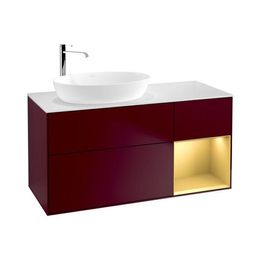 Villeroy & Boch Villeroy und Boch Finion Waschtischunterschrank F931HFHB 120cm, Abdeckplatte white matt, Regale Gold matt lacquer, Peony Matt
