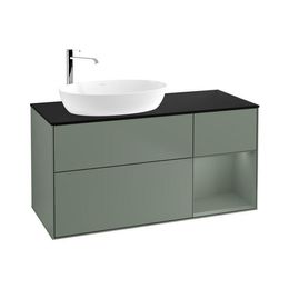 Villeroy & Boch Villeroy und Boch Finion Waschtischunterschrank F932GMGM 120cm, Abdeckplatte black matt, Regale Olive matt lacquer, Olive Matt Lacquer
