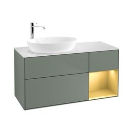 Villeroy & Boch Villeroy und Boch Finion Waschtischunterschrank F931HFGM 120cm, Abdeckplatte white matt, Regale Gold matt lacquer, Olive Matt Lacquer