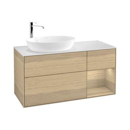 Villeroy & Boch Villeroy und Boch Finion Waschtischunterschrank F931PCPC 120cm, Abdeckplatte white matt, Regale Oak Veneer, Oak Veneer