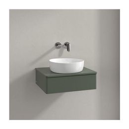 Villeroy & Boch Villeroy und Boch Antao Waschtisch-Unterschrank K07050HL 60x19x50cm, Hahnloch, Waschbeckenplattenfarbe Lack, leaf green matt lacquer