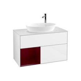 Villeroy & Boch Villeroy und Boch Finion Waschtischunterschrank G891HBGF 100cm, Abdeckplatte white matt, Emotion, Regale Peony matt lacquer, Glossy white lacquer