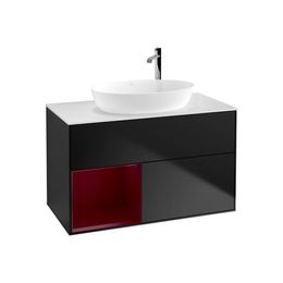 Villeroy & Boch Villeroy und Boch Finion Waschtischunterschrank G891HBPD 100cm, Abdeckplatte white matt, Emotion, Regale Peony matt lacquer, Black matt lacquer