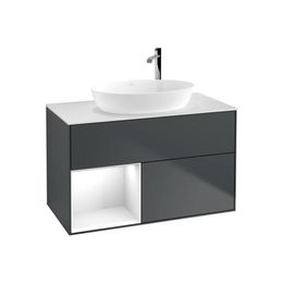 Villeroy & Boch Villeroy und Boch Finion Waschtischunterschrank G891GFHG 100cm, Abdeckplatte white matt, Emotion, Regale Glossy white lacquer, Midnight Blue Matt Lacquer