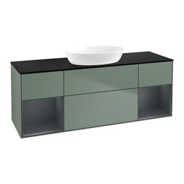 Villeroy & Boch Villeroy und Boch Finion Waschtischunterschrank GD02HGGM 120cm, Abdeckplatte black matt, Emotion, Regale Midnight matt lacquer, Olive Matt Lacquer