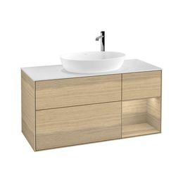 Villeroy & Boch Villeroy und Boch Finion Waschtischunterschrank G951PCPC 120cm, Abdeckplatte white matt, Emotion, Regale Oak Veneer, Oak Veneer