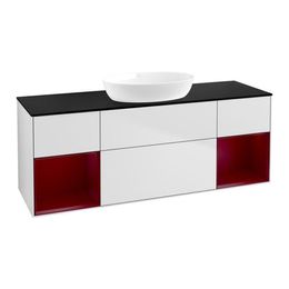 Villeroy & Boch Villeroy und Boch Finion Waschtischunterschrank GD02HBMT 120cm, Abdeckplatte black matt, Emotion, Regale Peony matt lacquer, White matt lacquer