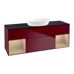 Villeroy & Boch Villeroy und Boch Finion Waschtischunterschrank GD02PCHB 120cm, Abdeckplatte black matt, Emotion, Regale Oak Veneer, Peony Matt