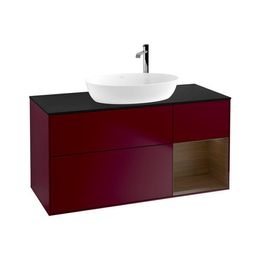 Villeroy & Boch Villeroy und Boch Finion Waschtischunterschrank G952GNHB 120cm, Abdeckplatte black matt, Emotion, Regale Walnut Veneer, Peony Matt