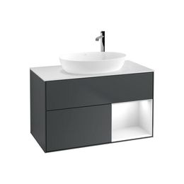 Villeroy & Boch Villeroy und Boch Finion Waschtischunterschrank G901GFHG 100cm, Abdeckplatte white matt, Emotion, Regale Glossy white lacquer, Midnight Blue Matt Lacquer