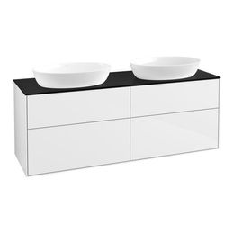Villeroy & Boch Villeroy und Boch Finion Waschtischunterschrank GA8200GF 160x60,3cm, Emotion, Abdeckplatte black matt, Glossy white lacquer