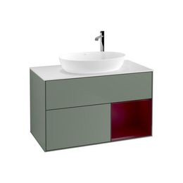 Villeroy & Boch Villeroy und Boch Finion Waschtischunterschrank G901HBGM 100cm, Abdeckplatte white matt, Emotion, Regale Peony matt lacquer, Olive Matt Lacquer