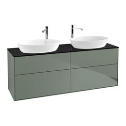 Villeroy & Boch Villeroy und Boch Finion Waschtischunterschrank F96200GM 160x60,3cm, Abdeckplatte black matt, Olive Matt Lacquer