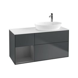 Villeroy & Boch Villeroy und Boch Finion Waschtischunterschrank G921GKHG 120cm, Abdeckplatte white matt, Emotion, Regale Anthracite matt lacquer, Midnight Blue Matt Lacquer
