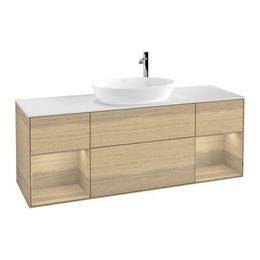 Villeroy & Boch Villeroy und Boch Finion Waschtischunterschrank G981PCPC 160cm, Abdeckplatte white matt, Emotion, Regale Oak Veneer, Oak Veneer