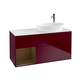 Villeroy & Boch Villeroy und Boch Finion Waschtischunterschrank G921GNHB 120cm, Abdeckplatte white matt, Emotion, Regale Walnut Veneer, Peony Matt