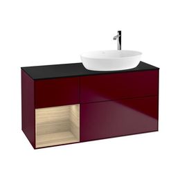 Villeroy & Boch Villeroy und Boch Finion Waschtischunterschrank G922PCHB 120cm, Abdeckplatte black matt, Emotion, Regale Oak Veneer, Peony Matt