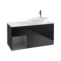 Villeroy & Boch Villeroy und Boch Finion Waschtischunterschrank G921GKPD 120cm, Abdeckplatte white matt, Emotion, Regale Anthracite matt lacquer, Black matt lacquer