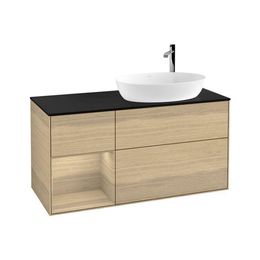 Villeroy & Boch Villeroy und Boch Finion Waschtischunterschrank F922PCPC 120cm, Abdeckplatte black matt, Regale Oak Veneer, Oak Veneer