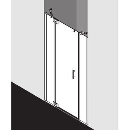 Kermi Filia XP Pendelt&uuml;r mit Festfeldern FX1GL12318VAK 123x185cm, silber hochglanz, ESG klar, links, auf Duschplatz