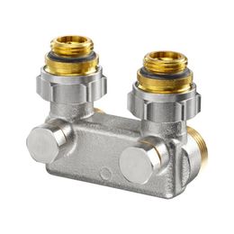 Oventrop Umlenkst&uuml;ck mit Absperrung 1016463 Winkelform, 50mm, 1/2"AGx3/4"AG, vernickelt