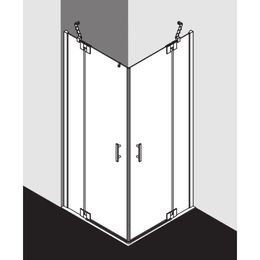 Kermi Filia XP Pendelt&uuml;r-Eckeinstiegsh&auml;lfte FXEPR07818VUK 78 x 185 cm, silber hochglanz, ESG SR Opaco, rechts, auf Duschplatz