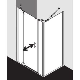 Kermi Filia XP Pendelt&uuml;r 1-fl&uuml;gelig mit Festfeldern FX1GL11018VYK 110 x 185 cm, silber hochglanz, ESG SR Opaco Clean, links, auf Duschwanne