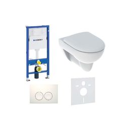 Geberit Duofix Basic WC Komplettset mit Geberit Renova WC und WC-Sitz, mit Delta 25 Bet&auml;tigungsplatte