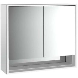 Emco Loft Aufputz-Lichtspiegelschrank 979805206 800x733mm, mit Unterfach, LED, 2-t&uuml;rig, aluminium/Spiegel