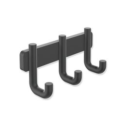 HEWI Serie 480 Hakenleiste 480.90.00260DC mit 3 Haken, pulverbeschichtet, schwarz matt