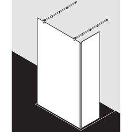 Kermi Xb Glasanlage XBFW112020VYK 120x200cm, silber hochglanz, ESG SR Opaco Clean, 90Grad Stabilisierung