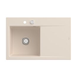Villeroy & Boch Villeroy und Boch Subway Style 45 Flat Einbausp&uuml;le 334802FU links, mit Ablaufgarnitur, Excenterbet&auml;tigung, ivory CeramicPlus, 78 x 51 cm