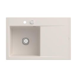 Villeroy & Boch Villeroy und Boch Subway Style 45 Flat Einbausp&uuml;le 334802KR links, mit Ablaufgarnitur, Excenterbet&auml;tigung, crema CeramicPlus, 78 x 51 cm