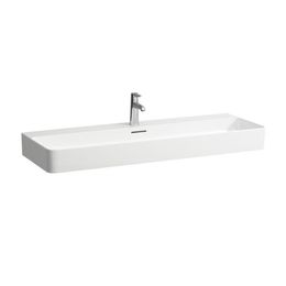 Laufen Val Waschtisch H8102897571041 mit &Uuml;berlauf, mit 1 Hahnloch, wei&szlig; matt, 120x42cm, unterbauf&auml;hig