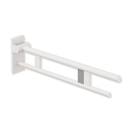 HEWI System 900 Mobiler St&uuml;tzklappgriff 900.50.42360DX Ausladung 750 mm, Edelstahl pulverbeschichtet wei&szlig; tiefmatt, rechts, Sp&uuml;lausl&ouml;sung Funk