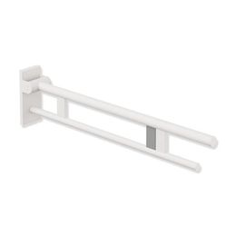 HEWI System 900 Mobiler St&uuml;tzklappgriff 900.50.42460DX Ausladung 850 mm, Edelstahl pulverbeschichtet wei&szlig; tiefmatt, rechts, Sp&uuml;lausl&ouml;sung Funk