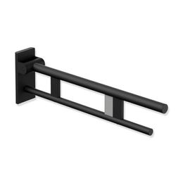 HEWI System 900 Mobiler St&uuml;tzklappgriff 900.50.42260DC Ausladung 700 mm, Edelstahl pulverbeschichtet schwarz tiefmatt, rechts, Sp&uuml;lausl&ouml;sung Funk