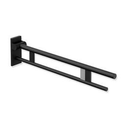 HEWI System 900 Mobiler St&uuml;tzklappgriff 900.50.42560DC Ausladung 900 mm, Edelstahl pulverbeschichtet schwarz tiefmatt, rechts, Sp&uuml;lausl&ouml;sung Funk