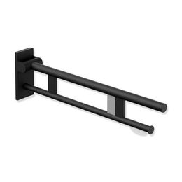 HEWI System 900 Mobiler St&uuml;tzklappgriff 900.50.41560DC Ausladung 750 mm, Edelstahl pulverbeschichtet schwarz tiefmatt, rechts