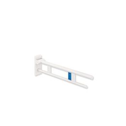 HEWI System 900 Mobiler St&uuml;tzklappgriff 900.50.42060DX Ausladung 850 mm, Edelstahl pulverbeschichtet wei&szlig; tiefmatt, links, Sp&uuml;lausl&ouml;sung Funk