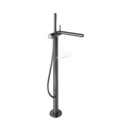 KEUCO Edition 400 Wannenarmatur 51527130100 Schwarzchrom geb&uuml;rstet, bodenstehend, Ausladung 315mm