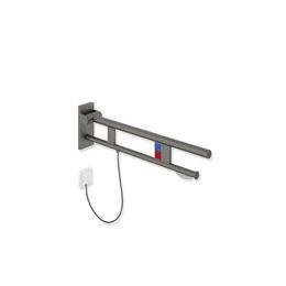 HEWI System 900 St&uuml;tzklappgriff 900.50.13760SC Ausladung 900 mm, Edelstahl pulverbeschichtet dunkelgrau perlglimmer tiefmatt, links