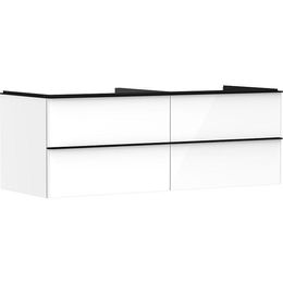 Hansgrohe Xelu Q Waschtischunterschrank 54086670 1360x485x550mm, 4 Schubk&auml;sten, wei&szlig; hochglanz, mattschwarz