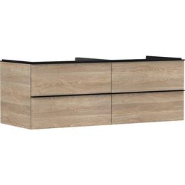 Hansgrohe Xelu Q Waschtischunterschrank 54088670 1360x485x550mm, 4 Schubk&auml;sten, Eiche Natur, mattschwarz