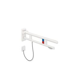 HEWI System 900 St&uuml;tzklappgriff 900.50.13560DX Ausladung 750 mm, Edelstahl pulverbeschichtet wei&szlig; tiefmatt, links