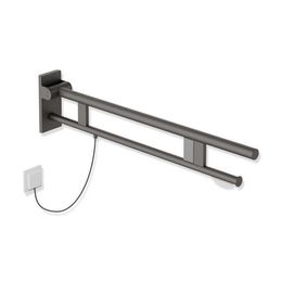 HEWI System 900 St&uuml;tzklappgriff 900.50.13360SC Ausladung 900 mm, Edelstahl pulverbeschichtet dunkelgrau perlglimmer tiefmatt, rechts