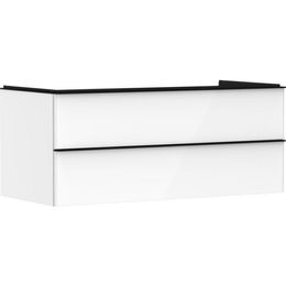 Hansgrohe Xelu Q Waschtischunterschrank 54082670 1180x485x550mm, 2 Schubk&auml;sten, wei&szlig; hochglanz, mattschwarz