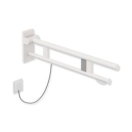 HEWI System 900 St&uuml;tzklappgriff 900.50.13160DX Ausladung 750 mm, Edelstahl pulverbeschichtet wei&szlig; tiefmatt, rechts