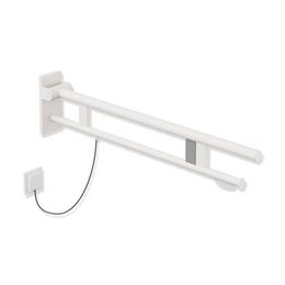 HEWI System 900 St&uuml;tzklappgriff 900.50.13360DX Ausladung 900 mm, Edelstahl pulverbeschichtet wei&szlig; tiefmatt, rechts